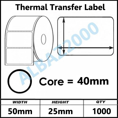 50mm x 25mm TTR Barcode Label Roll | Kuwait Labels