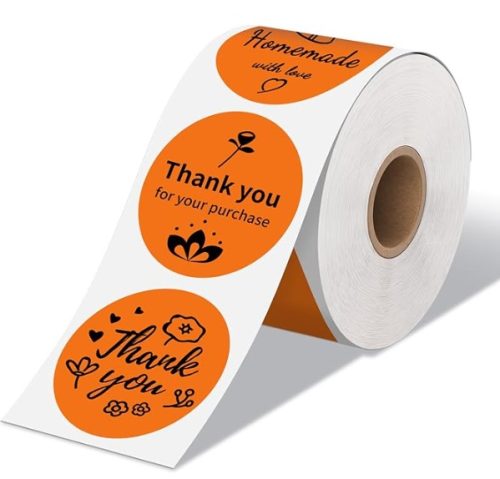 Orange Color Circle Direct Thermal Label for Printing Needs